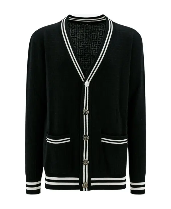 Balmain V-neck Knitted Cardigan With Logo Buttons