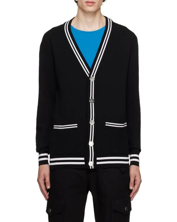 Balmain V-neck Knitted Cardigan With Logo Buttons