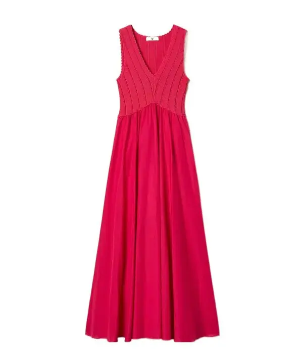 TWINSET Knitted Sleeveless Maxi Dress With V-neck - Red