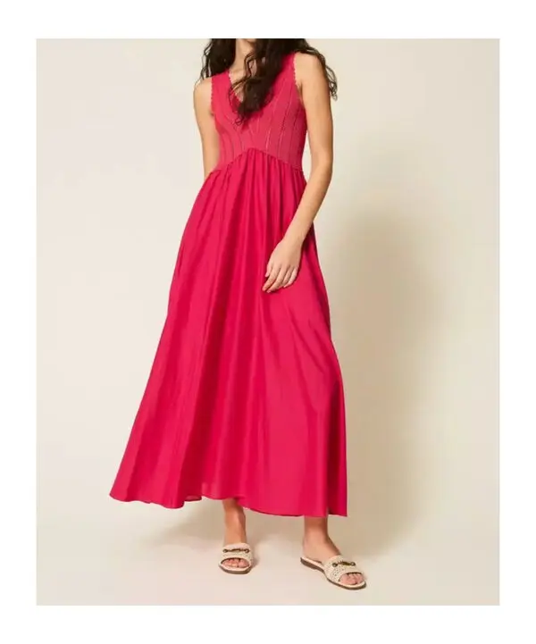TWINSET Knitted Sleeveless Maxi Dress With V-neck - Red