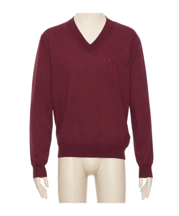 Valentino Garavani V-neck Wool Jumper With Vg Embroidery