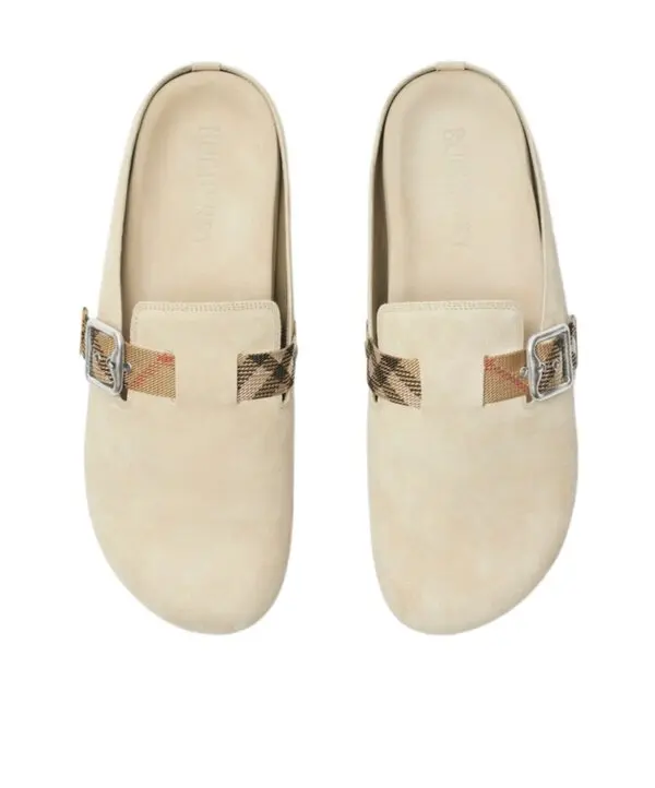 Burberry Checked Buckle Clogs - Bake