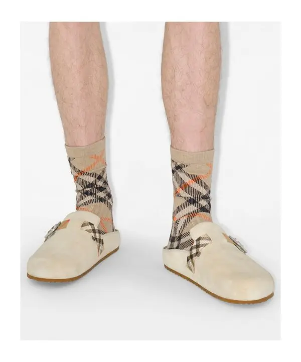 Burberry Checked Buckle Clogs - Bake
