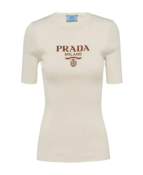 Prada Silk Crew-neck Sweater With Logo