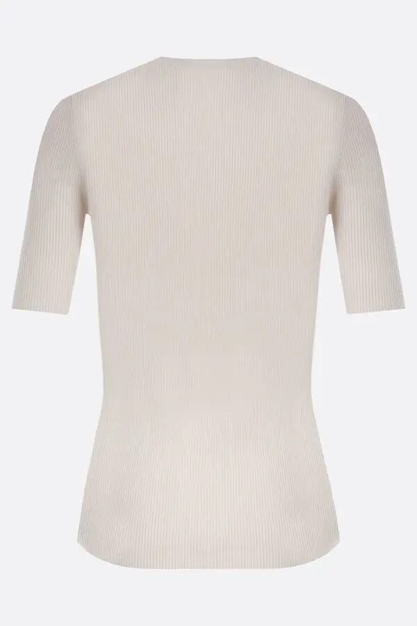 Prada Silk Crew Neck Sweater With Inlaid Logo