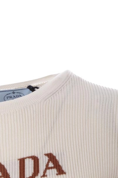 Prada Silk Crew Neck Sweater With Inlaid Logo