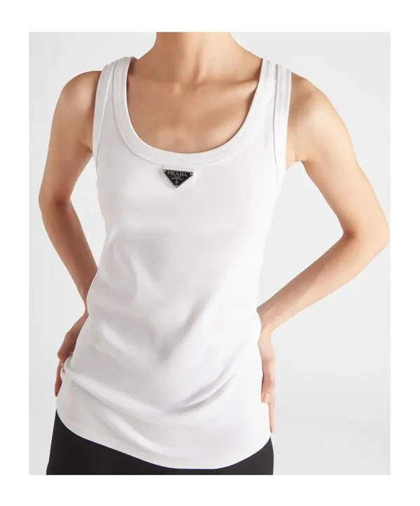 Prada Embellished Logo Tank Top