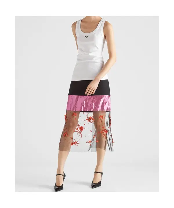Prada Embellished Logo Tank Top
