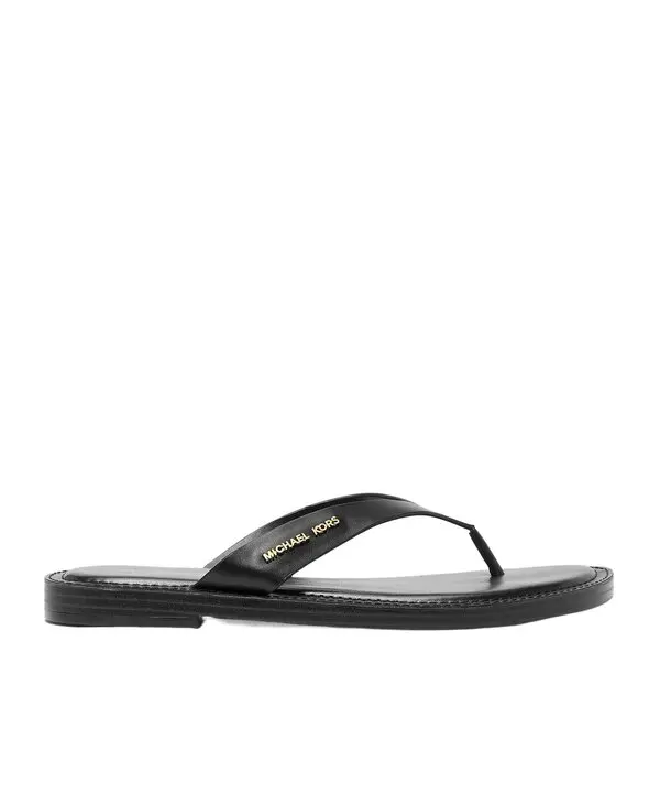 Michael Kors Koko Leather Flip Flop Sandals - Black