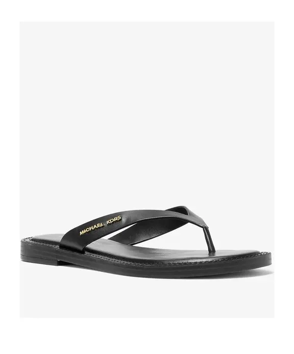 Michael Kors Koko Leather Flip Flop Sandals - Black