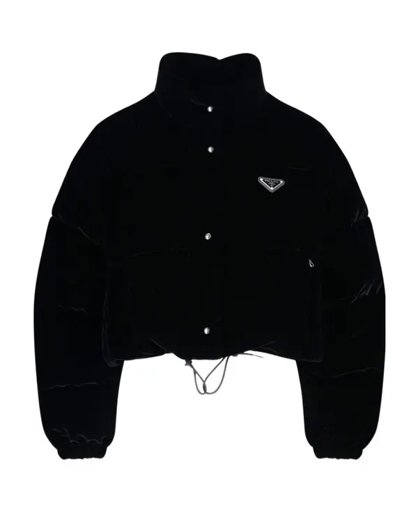 Prada Convertible Cropped Velvet Down Jacket