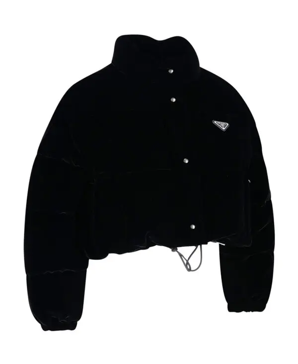Prada Convertible Cropped Velvet Down Jacket
