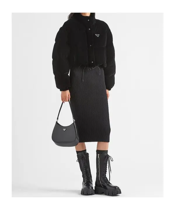 Prada Convertible Cropped Velvet Down Jacket