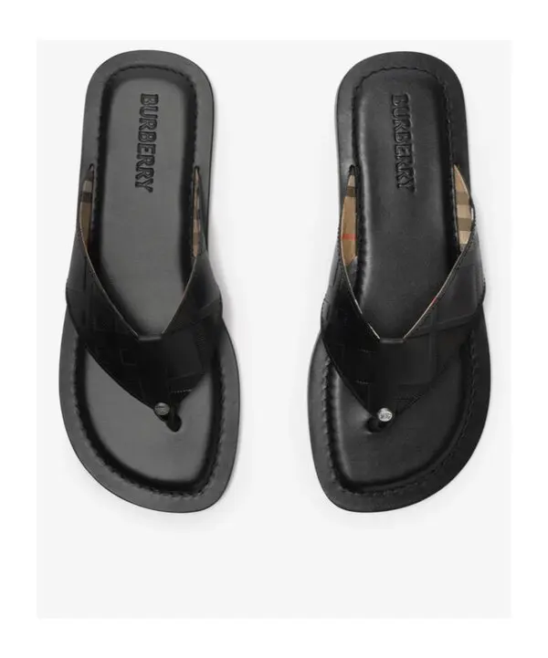 Burberry Embossed Check Leather Pavilion Sandals
