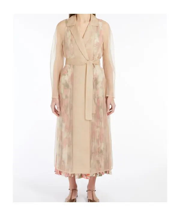 Max Mara Sheer Silk Organza Wrap Coat