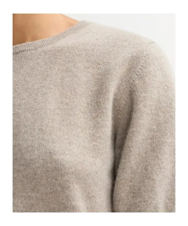 Soft Goat Round Neck Short Sleeve Sweater - Gray