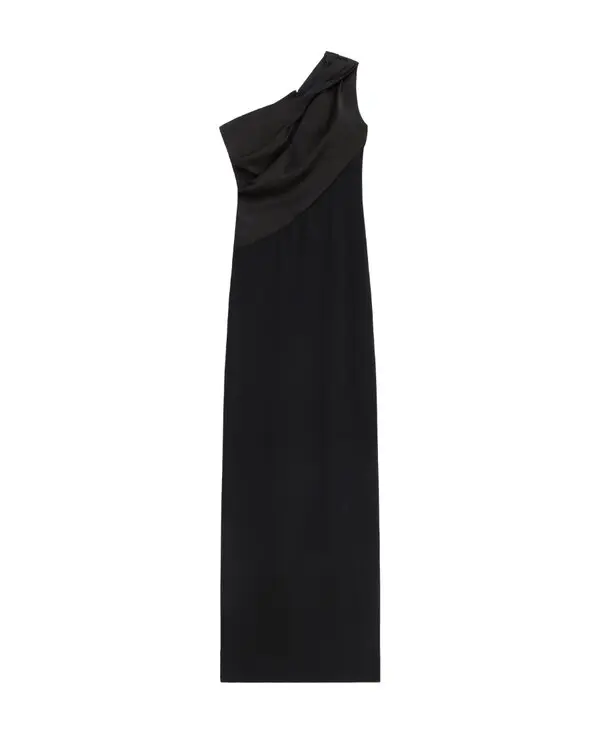 Givenchy Asymmetrical Draped Viscose Blouse And Crepe De Chine Straight Skirt Dress