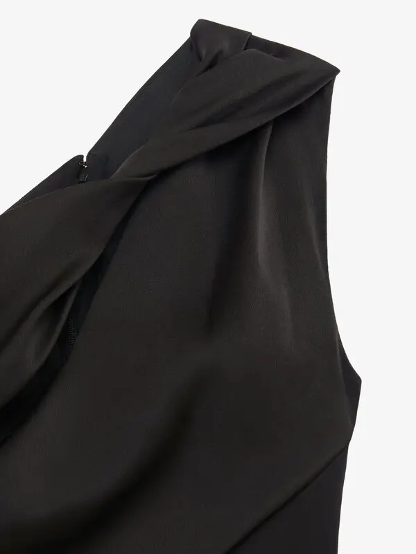 Givenchy Asymmetrical Draped Viscose Blouse And Crepe De Chine Straight Skirt Dress
