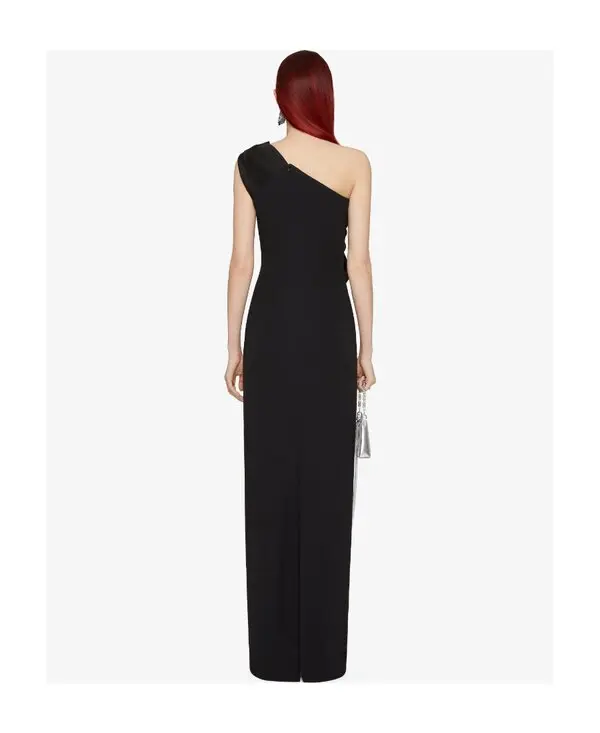 Givenchy Asymmetrical Draped Viscose Blouse And Crepe De Chine Straight Skirt Dress