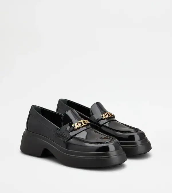 TOD'S Leather Loafers With Chain Detail