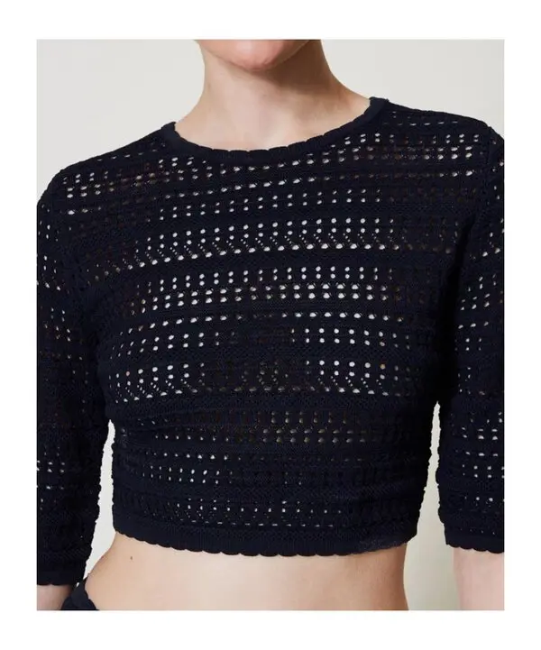 TWINSET Cropped Openwork Jumper