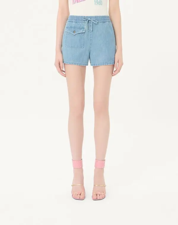 Valentino Garavani Denim Shorts With Tie Detail
