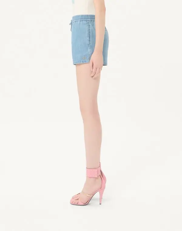 Valentino Garavani Denim Shorts With Tie Detail
