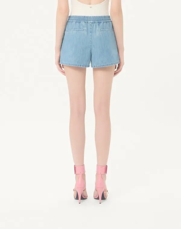 Valentino Garavani Denim Shorts With Tie Detail