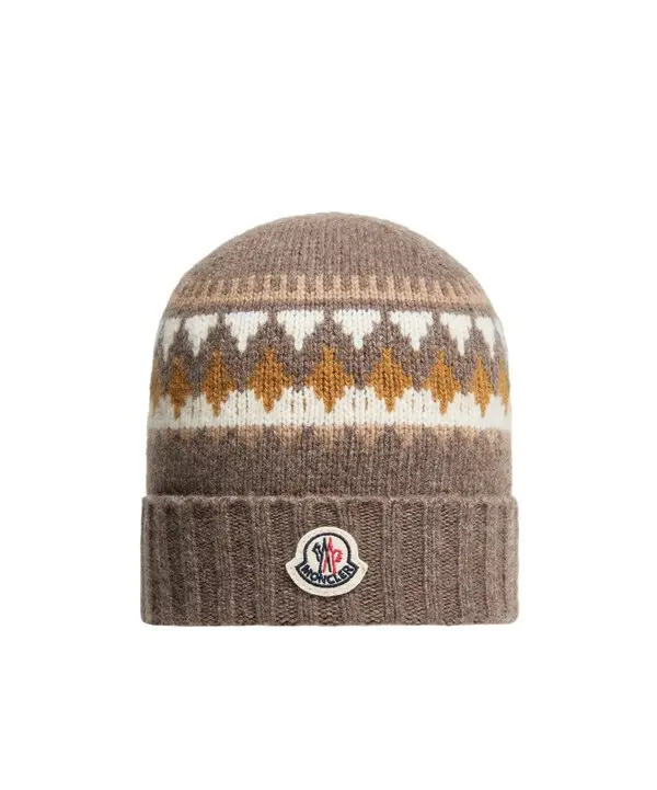 Moncler Jacquard Wool Cashmere Blend Beanie