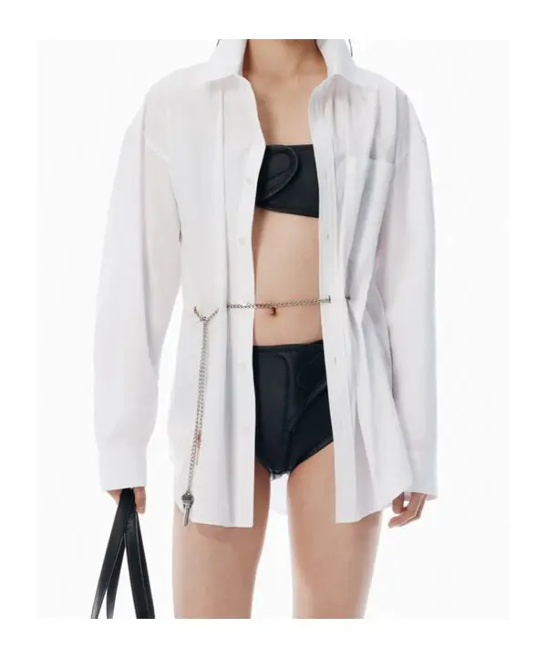 Alexander Wang Chain Belt Collared Long-sleeve Shirt
