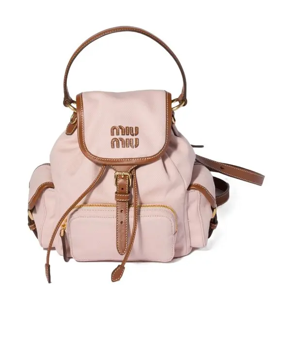 Miu Miu Logo Backpack - Peach/brandy