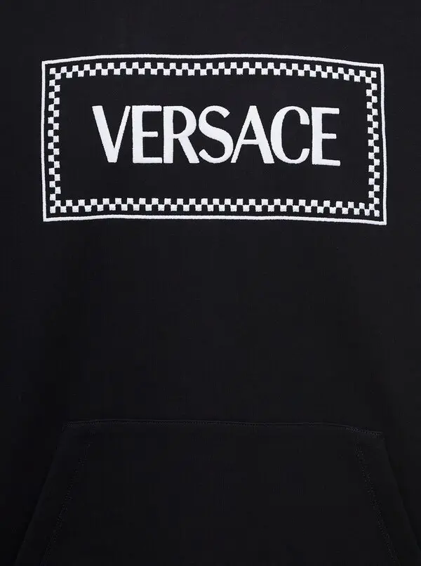 Versace Embroidered-90s Vintage Logo Drawstring Hoodie