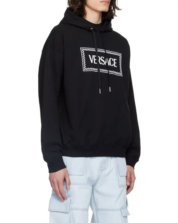 Versace Embroidered-90s Vintage Logo Drawstring Hoodie