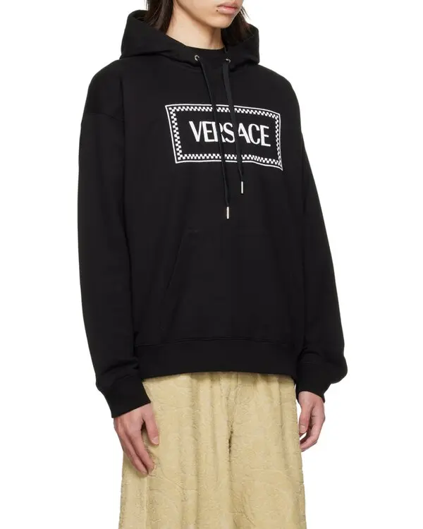 Versace Embroidered-90s Vintage Logo Drawstring Hoodie