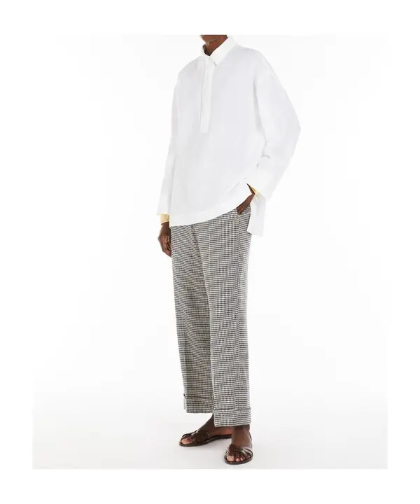 Max Mara Linen And Cotton Basketweave Trousers