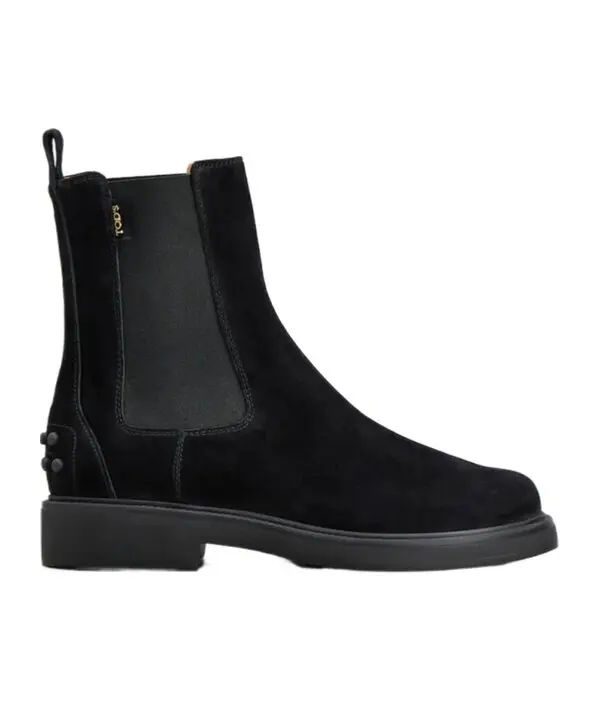TOD'S Round Toe Ankle Boots With Elastic Band And Logo Detailing