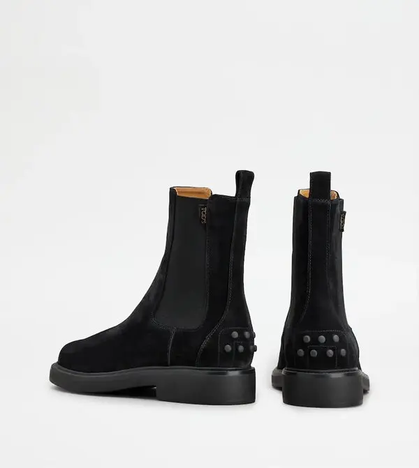 TOD'S Round Toe Ankle Boots With Elastic Band And Logo Detailing