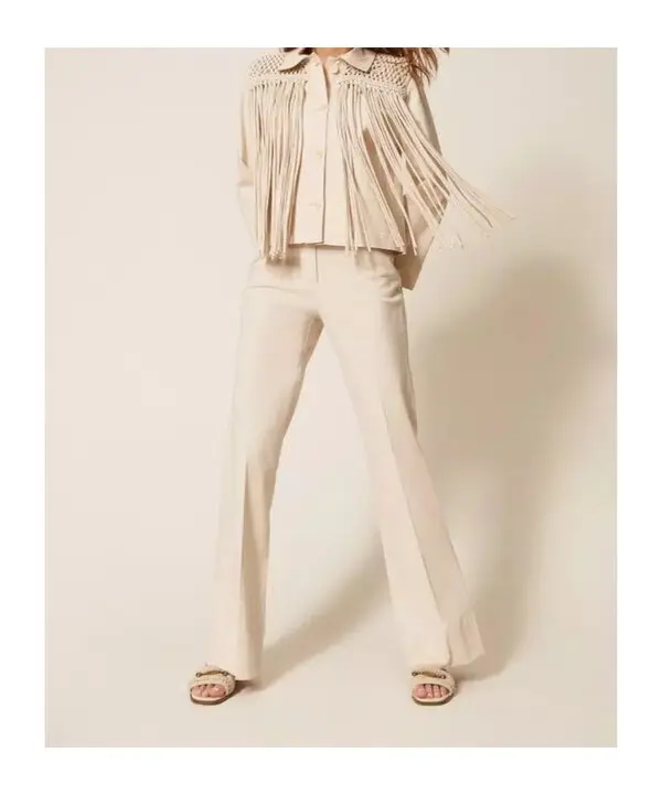 TWINSET Fringe Jacket With Knitted Panels