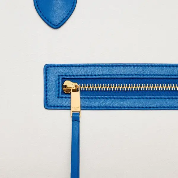 Celine Big Luggage In Textile And Calfskin - White