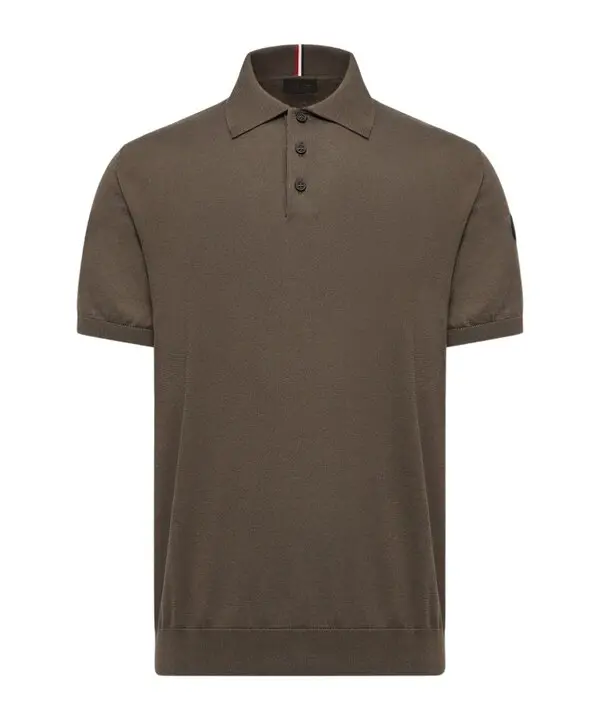 Moncler Logo Cotton Knit Polo