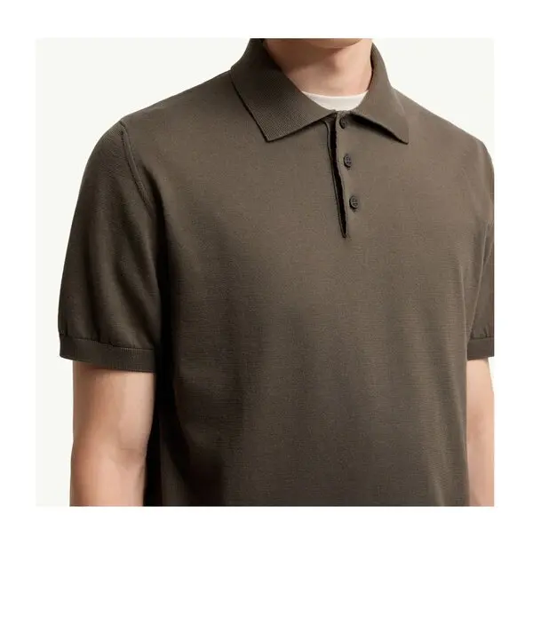 Moncler Logo Cotton Knit Polo