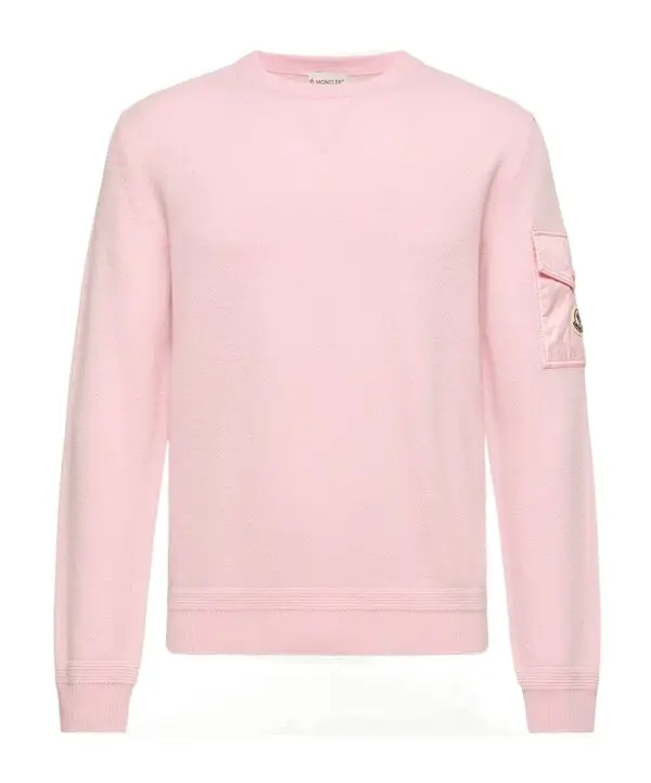 Moncler Crew Neck Long Sleeve Wool Sweater - Light Pink