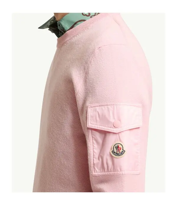Moncler Crew Neck Long Sleeve Wool Sweater - Light Pink