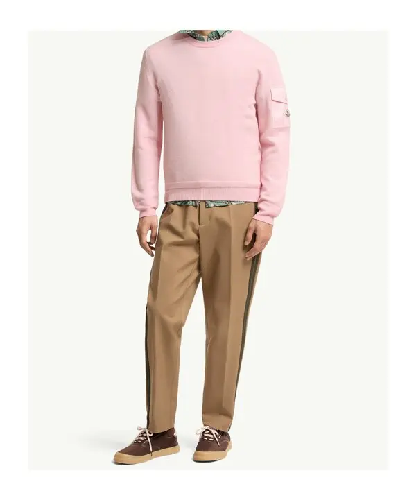 Moncler Crew Neck Long Sleeve Wool Sweater - Light Pink