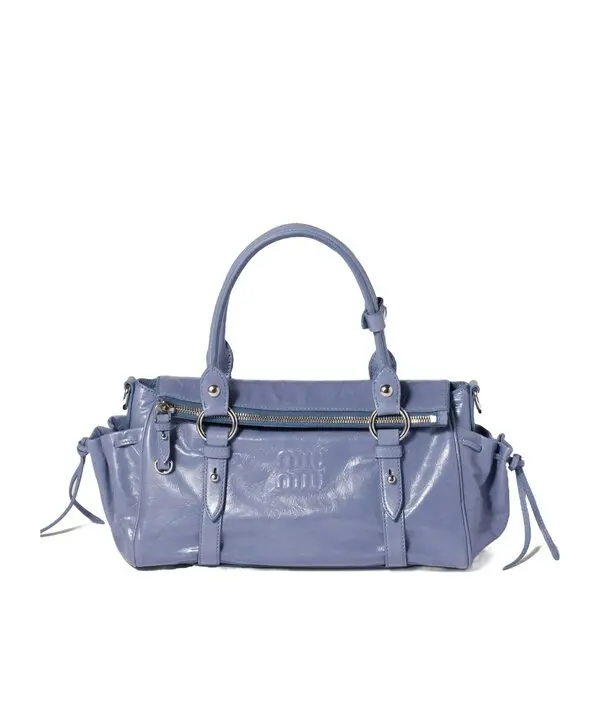 Miu Miu Glossy Leather Handbag - Blue