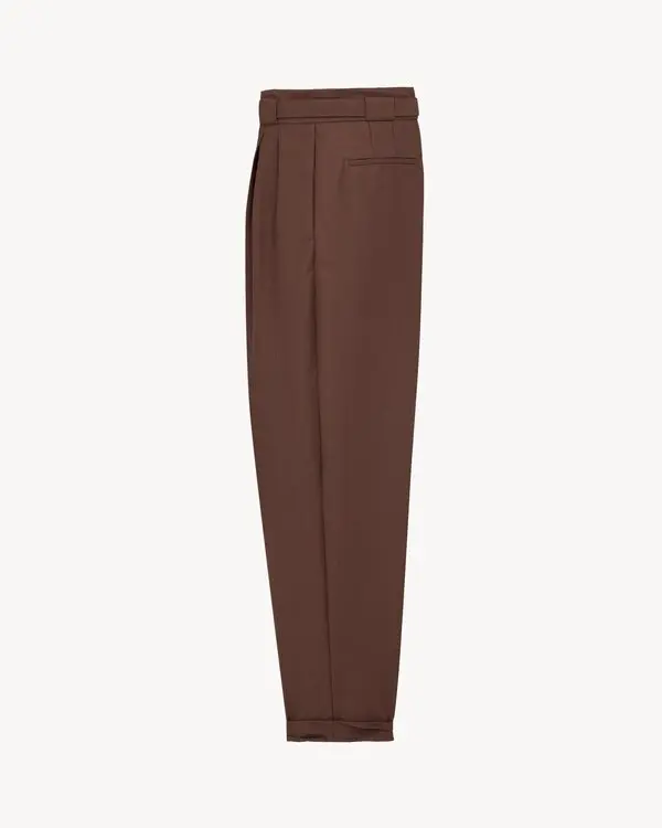 Saint Laurent Wool And Mohair Belted Trousers
