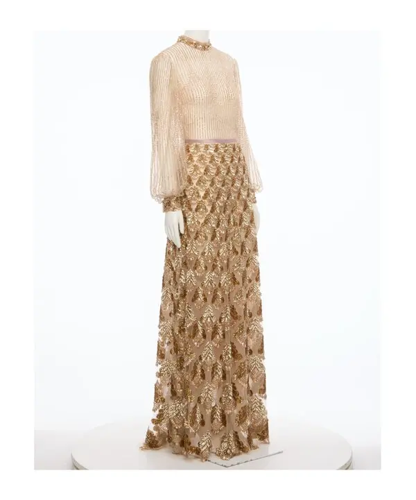 Valentino Garavani Embellished Long-sleeved Gown