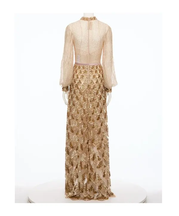 Valentino Garavani Embellished Long-sleeved Gown