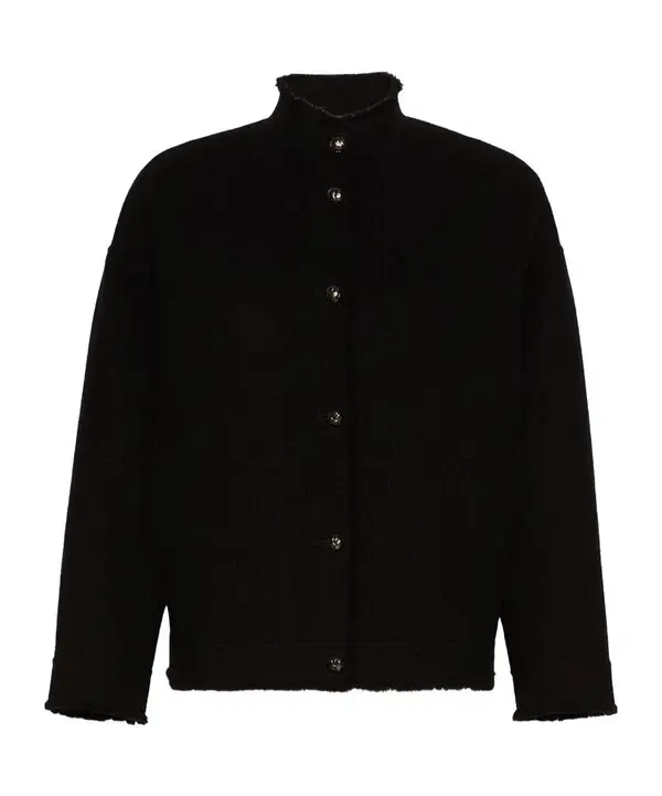 Max Mara Double Jersey Wool Bomber Jacket - Black
