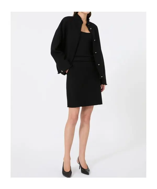 Max Mara Double Jersey Wool Bomber Jacket - Black